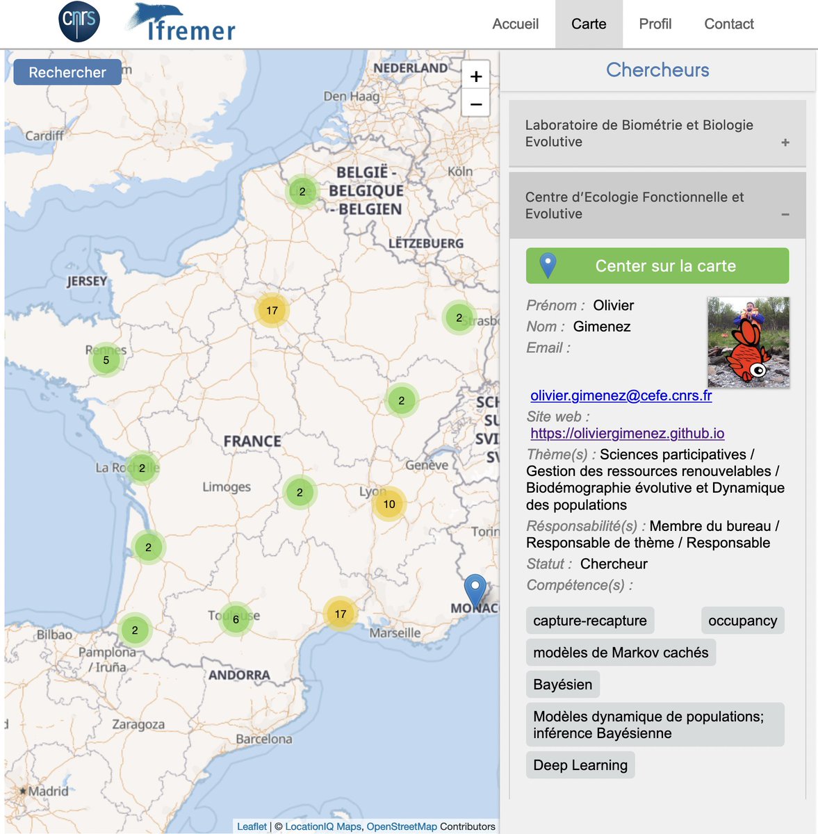 Annuaire du Réseau Thématique en écologie statistique | Olivier Gimenez